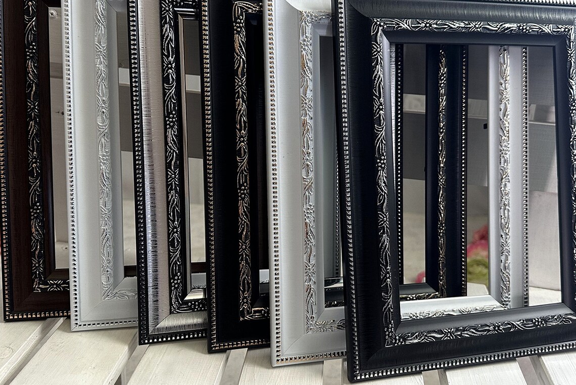 Rome Picture Frame, Black Silver Photo Frame, White Gold Picture Frame ...