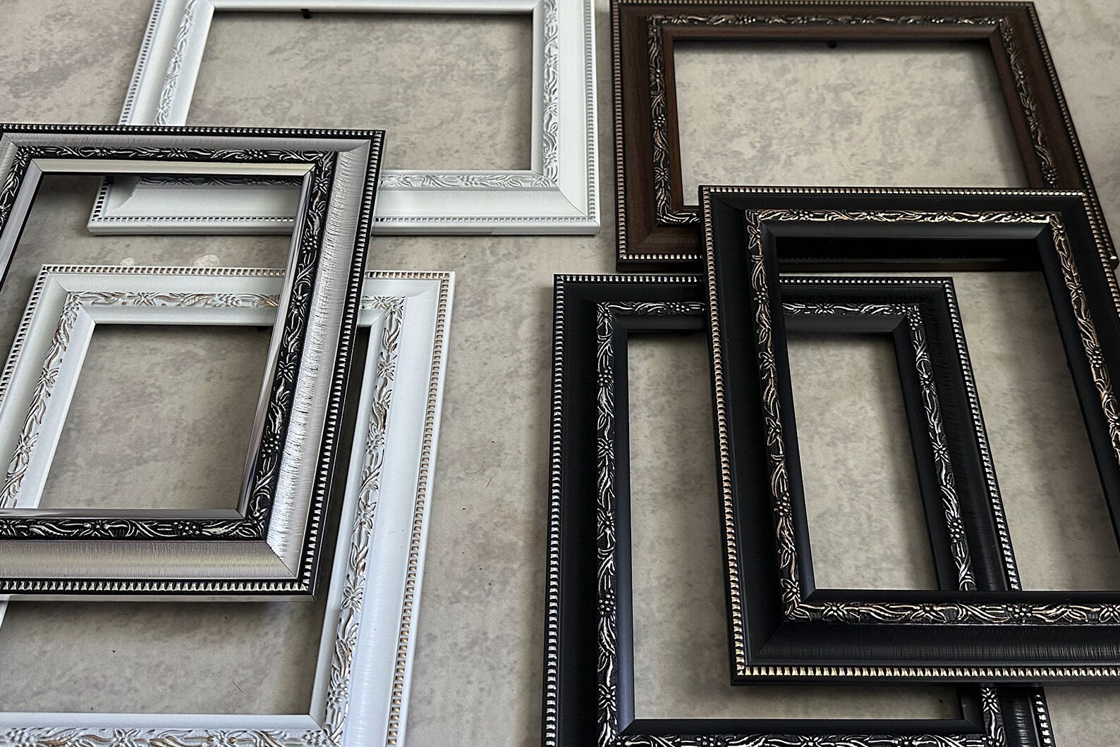 Rome Picture Frame, Black Silver Photo Frame, White Gold Picture Frame ...