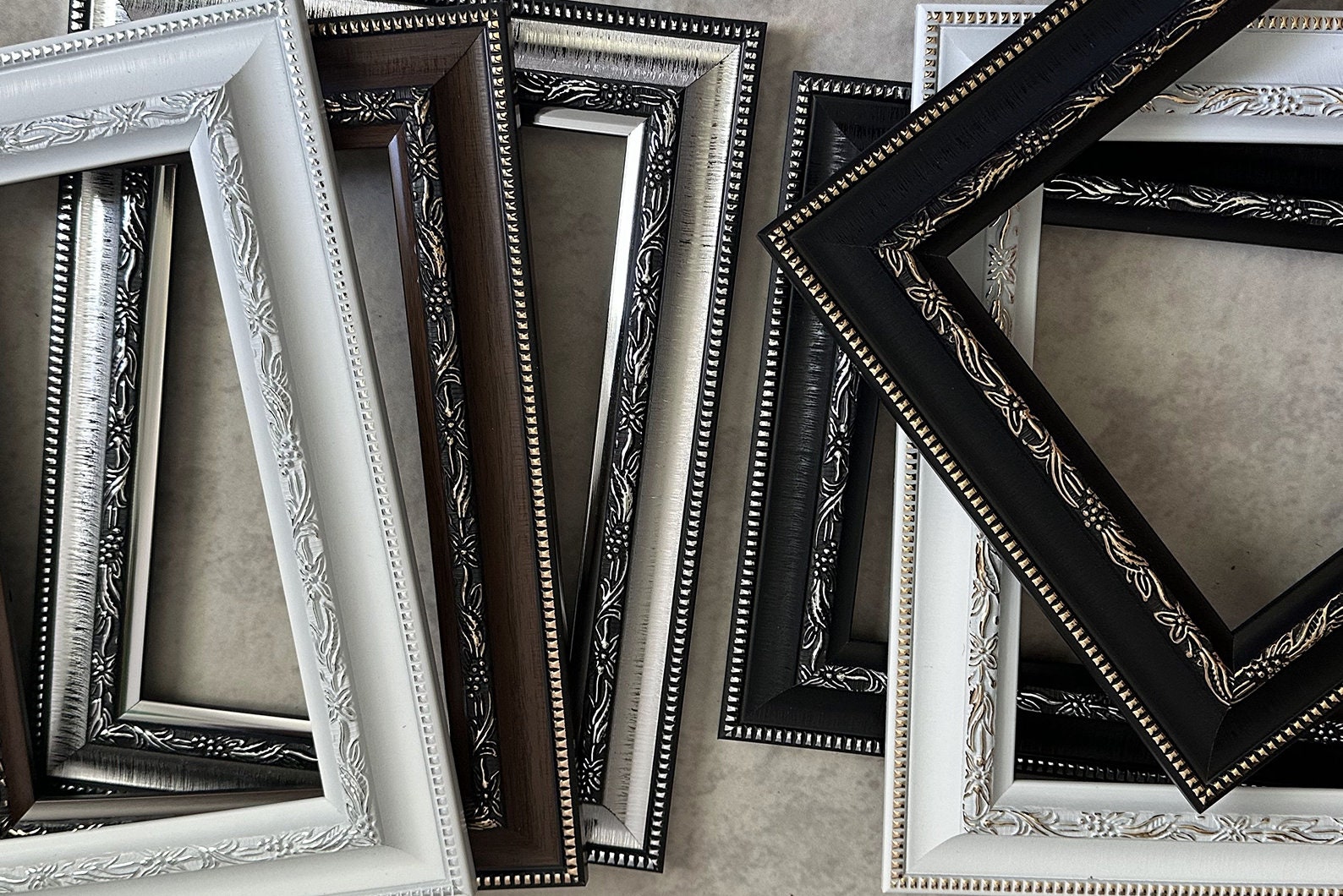 Rome Picture Frame, Black Silver Photo Frame, White Gold Picture Frame ...