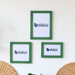 Green Wood Photo Frame-picture Frame Green Painted Wood-handmade Wood ...