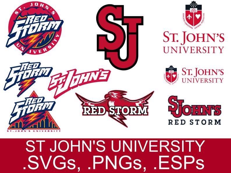 St John's University Johnnies Red Storm Thunderbird Seal Vintage Logo ...