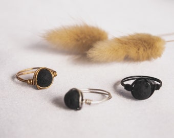 Black Lava Rock Ring | Etsy