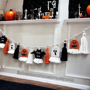 Custom Ghost Halloween Garland, Macrame Halloween Decor, Halloween ...