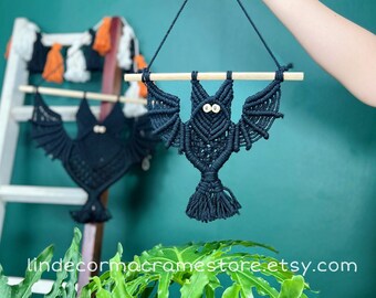 Macrame Bat Wall Decor Door Hanging Halloween - Etsy