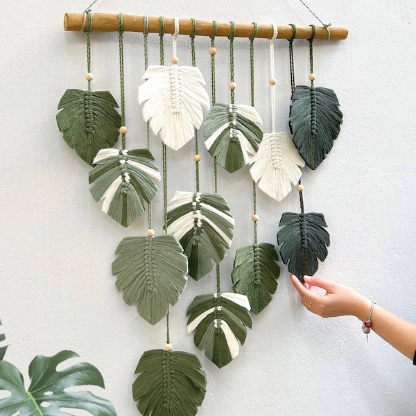Monstera Leaf Wall Hanging Macrame, Large Leaf Macrame Wall Art, Macrame Wall Art, Wall ...