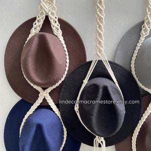 Macrame Boho Hat Display, Macrame Hat Holder, Minimal Hat Hanger, Boho ...