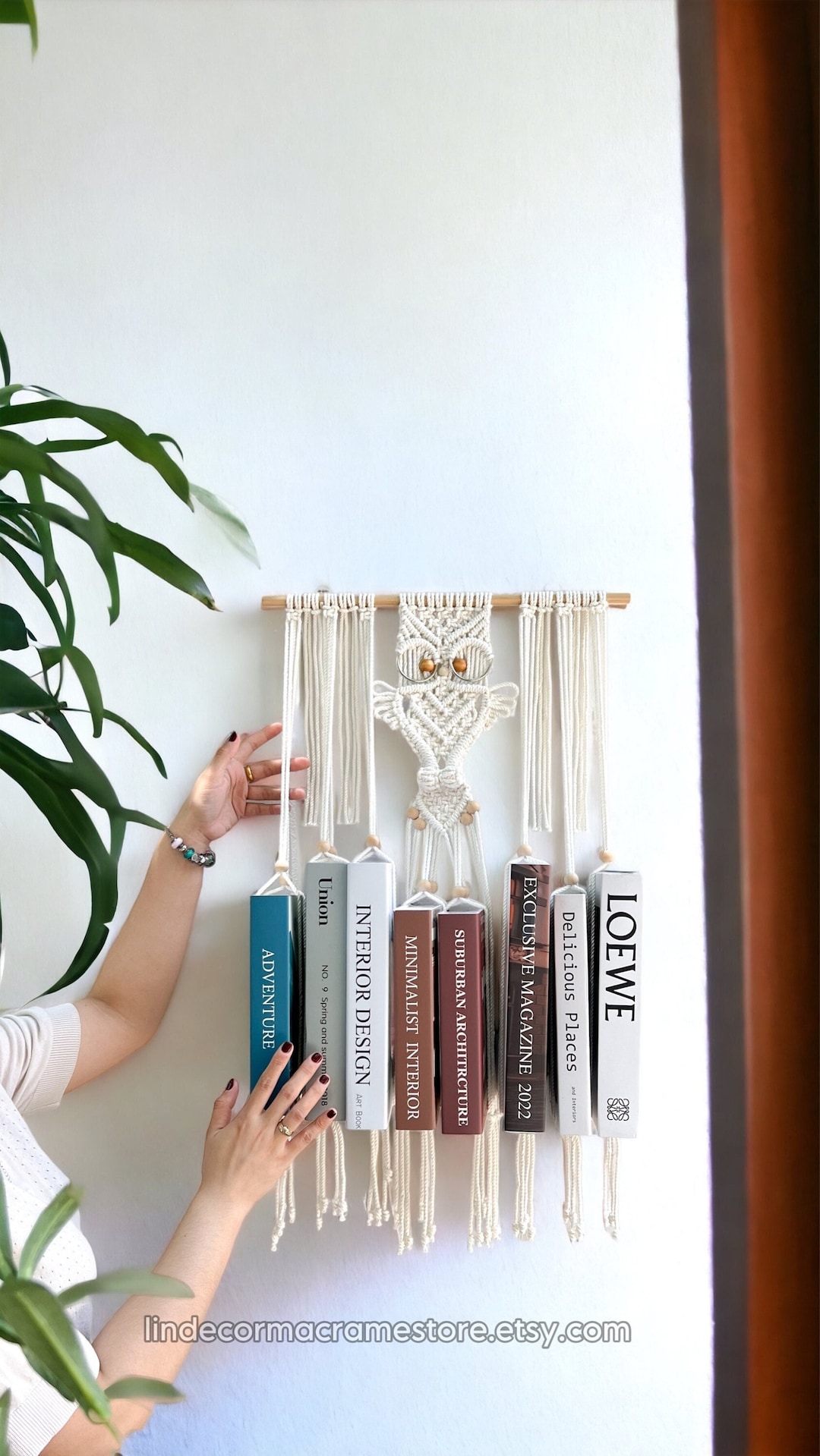 Macrame Owl Book Holder, Macrame Hanging Bookshelf, Book Storage ...