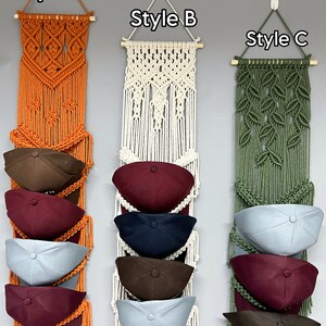 Macrame Baseball Cap Display Rack, Baseball Hat Rack, Handmade Cap ...