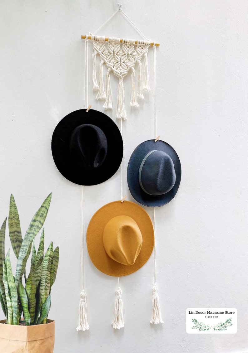 Boho Hat Rack for Wall Bohemian Style Hat Organization Hat - Etsy