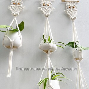 2 Tier Macrame Owl Plant Hanger, Double and Triple Plant Holder ...
