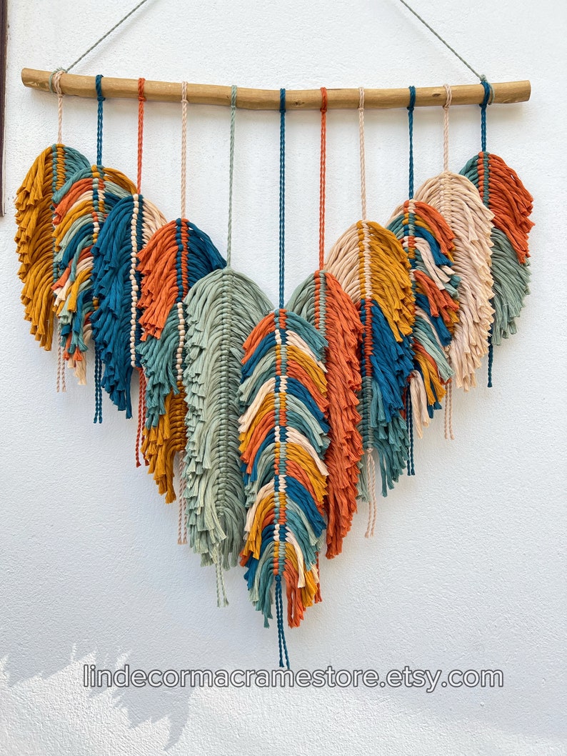 Rustic Handmade Macrame Leaves Hanging on the Wall Macrame - Etsy