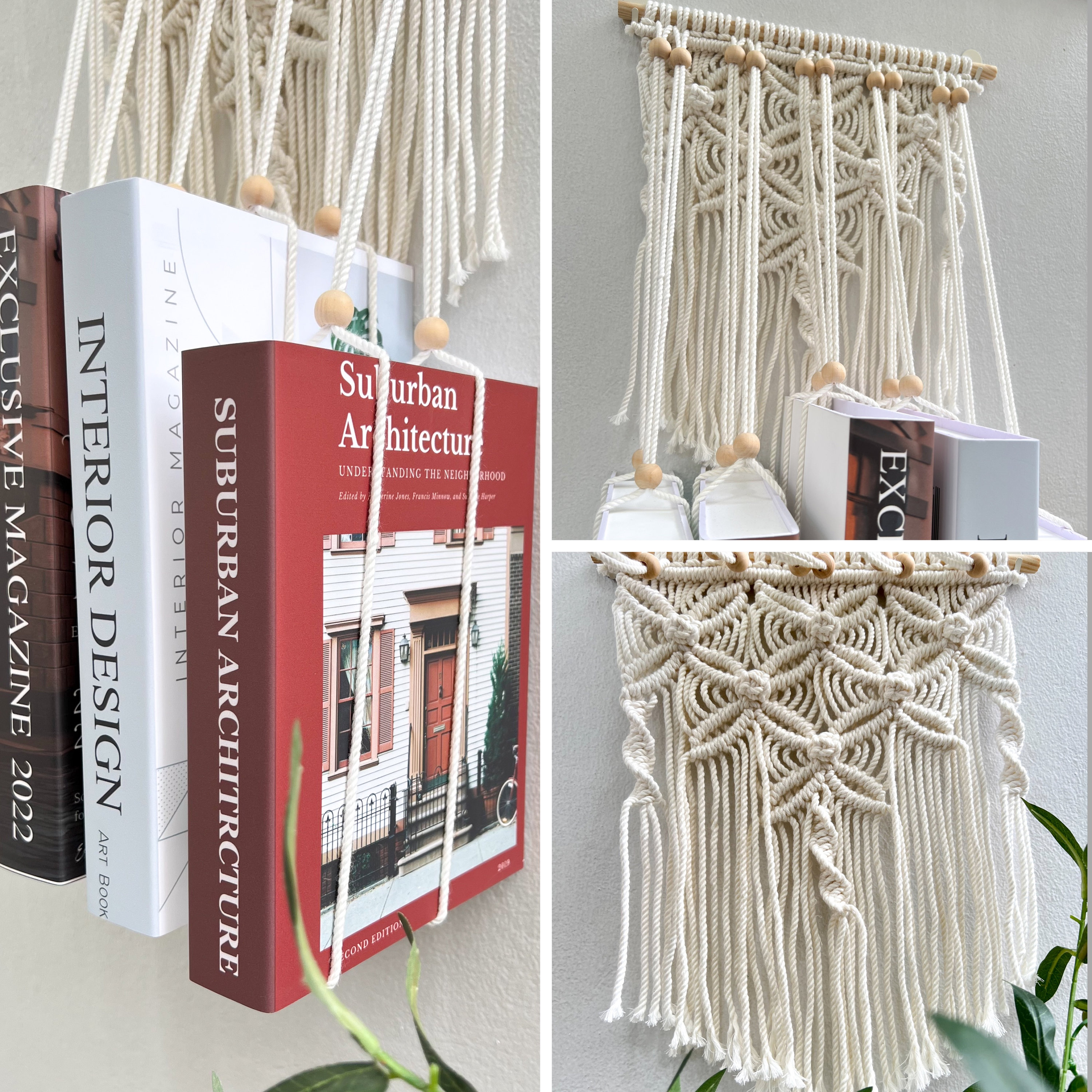 Macrame Hanging Bookshelf: Boho Book Storage Organizer - Etsy