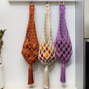 Potato Tomato Bag Macrame, Hanging Fruit Storage Basket, Handmade ...