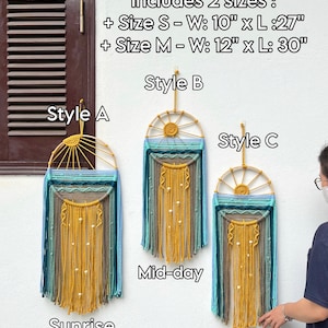 Dreamcatcher Macrame Sunrise Sunset Wall Decor, Modern Sun on the Sea ...