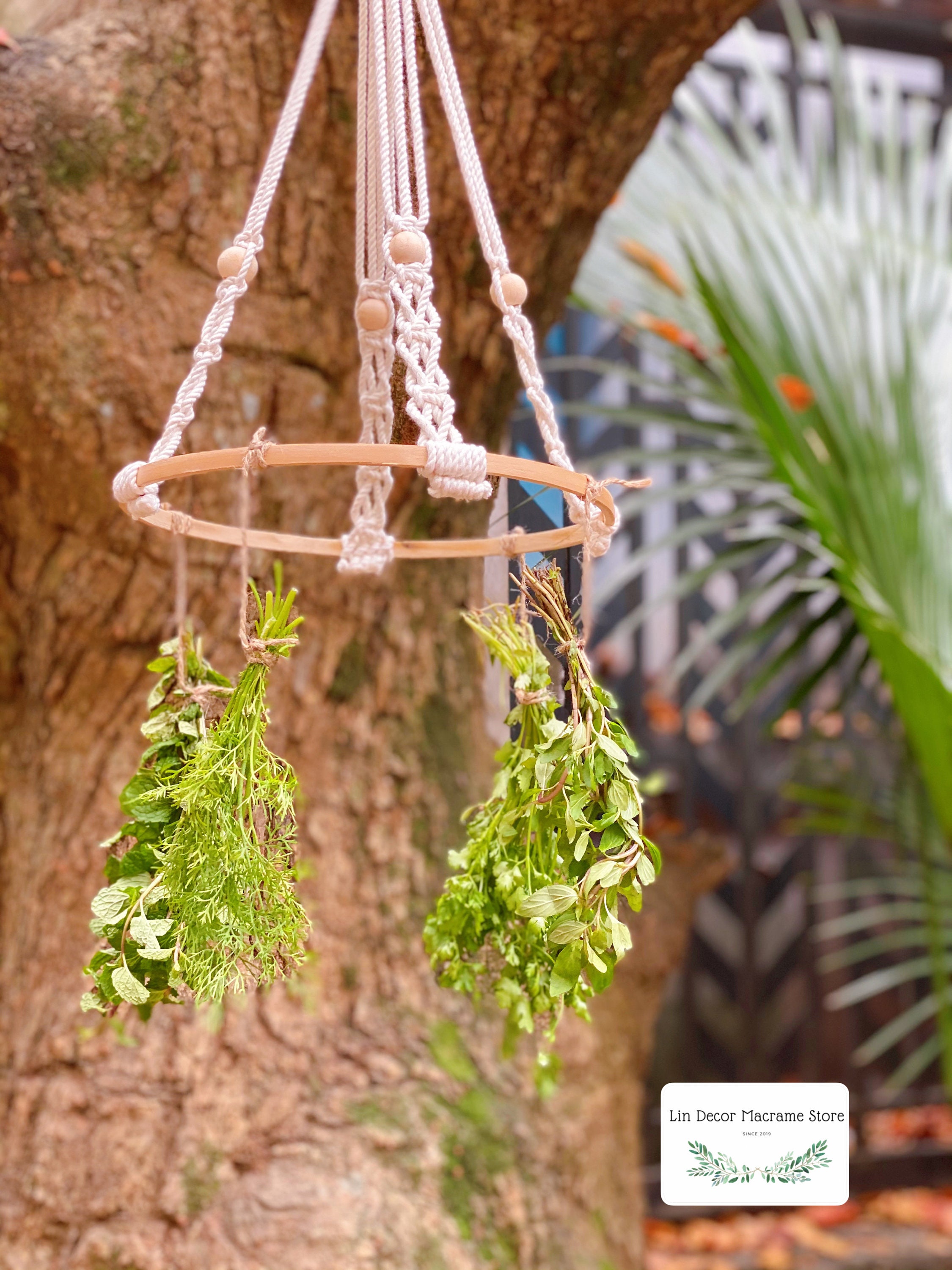 Macrame Herb Drying Rack Handmade Dried Flower and Herb Rack - Etsy