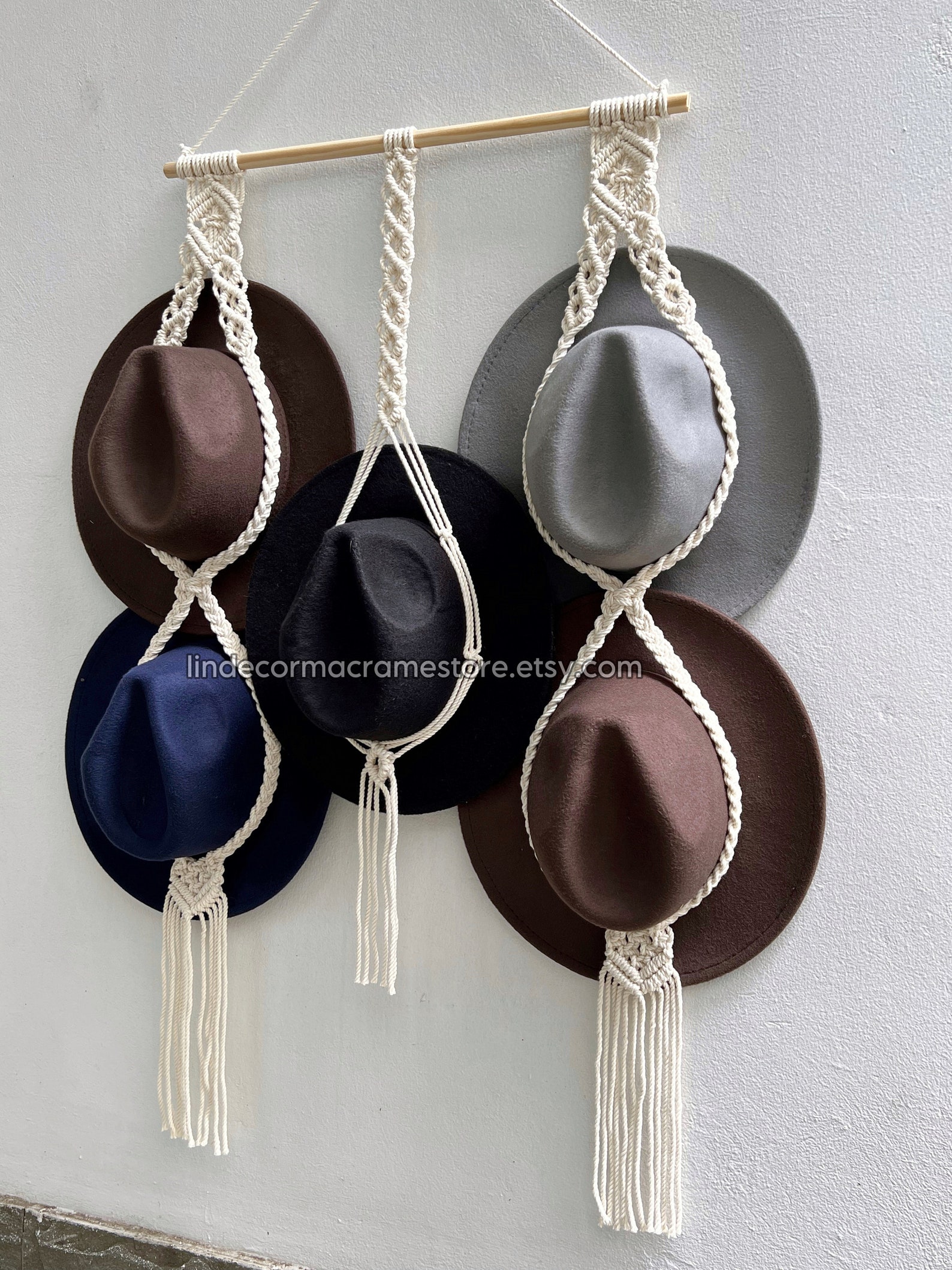 Boho Hat Rack, Macrame Hat Holder, Hat Organizer, Farmhouse Hat Hanger ...