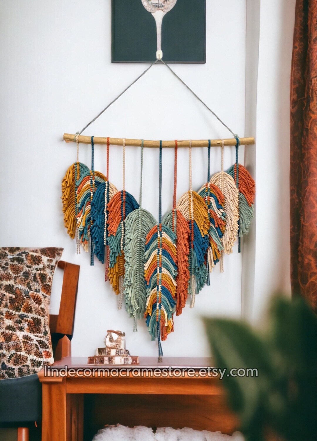 Macrame Feather Wall Hanging: Boho Nursery Decor, Rustic Home Art - Etsy