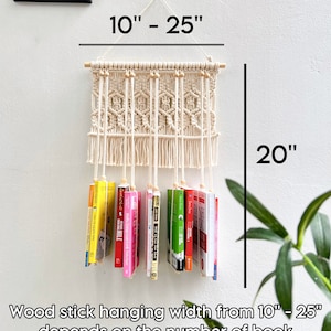 Macrame Hanging Book Shelf, Rustic Book Holder, Book Handmade Storage ...