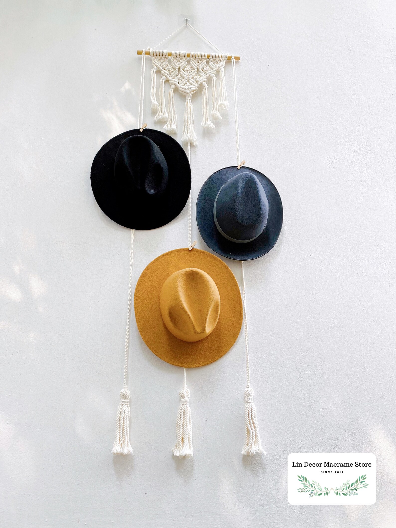 Boho Hat Rack for Wall Bohemian Style Hat Organization Hat - Etsy