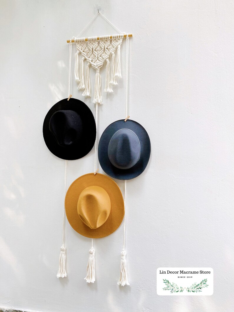 Boho Hat Rack for Wall Bohemian Style Hat Organization Hat - Etsy