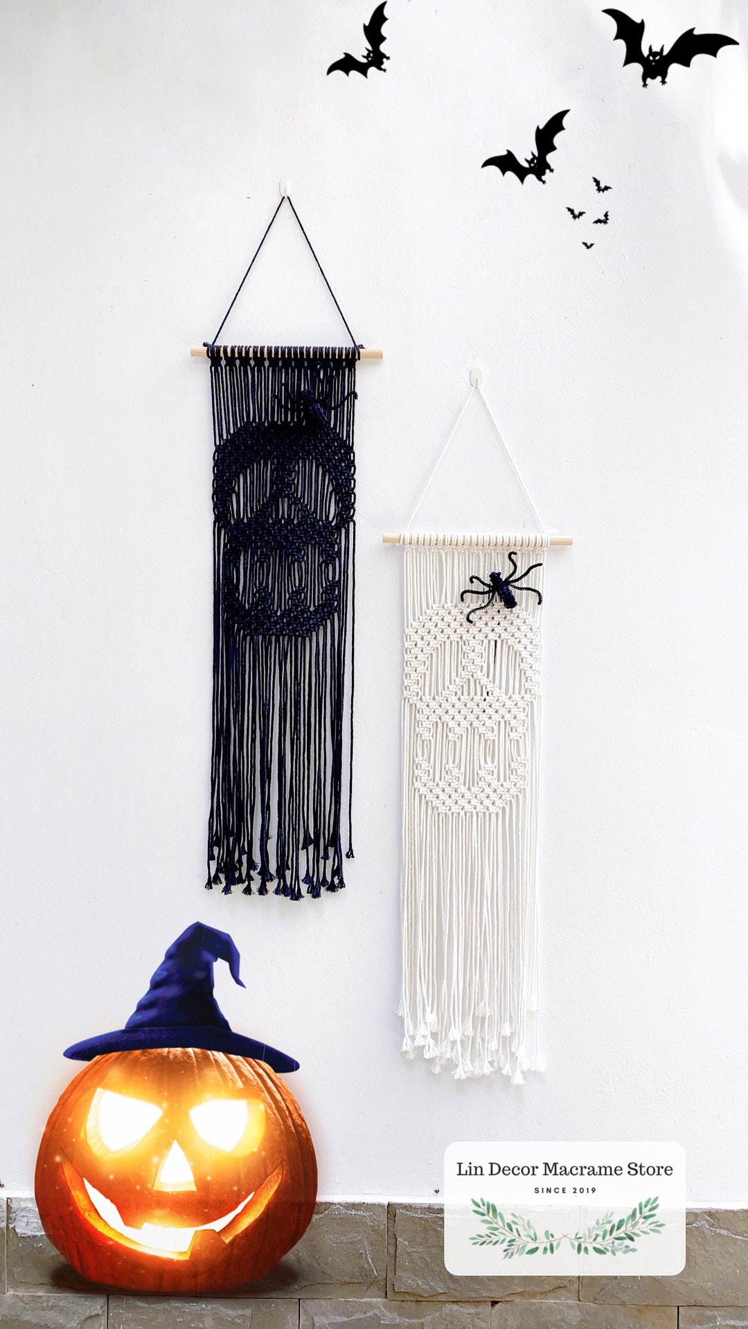 Macrame Skull Wall Art, Halloween Decor, Scary Decor, Handmade Skull ...