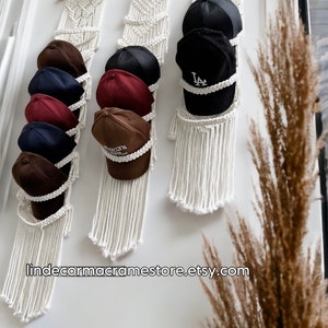 Baseball Cap Hanger, Macrame Baseball Cap Storage, Wall Mounted Hat ...