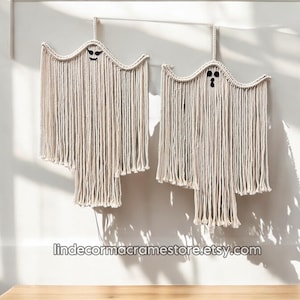 Halloween Macrame Ghost, Ghost Wall Hanging, Handmade Halloween Ghost ...