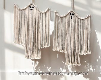Handmade Macrame Halloween Ghost, Boho Wall Hanging, Halloween Macrame ...