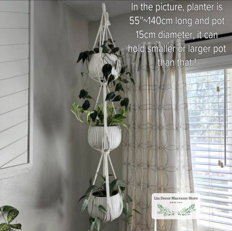Minimalist Tassel Free Triple Plant Hanger Indoor Hanging - Etsy