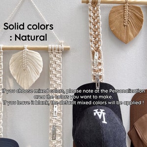 Macrame Baseball Cap Hat Rack, Wall Mounted Cap Display Rack, Minimal ...