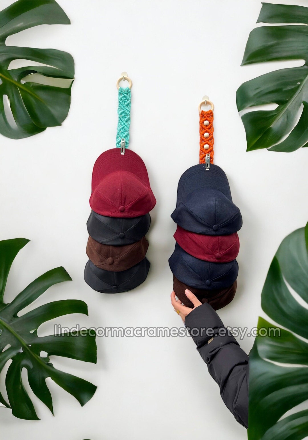 Macrame Cap Hat Rack, Baseball Cap Hanger, Boho Hat Organization, Hat ...