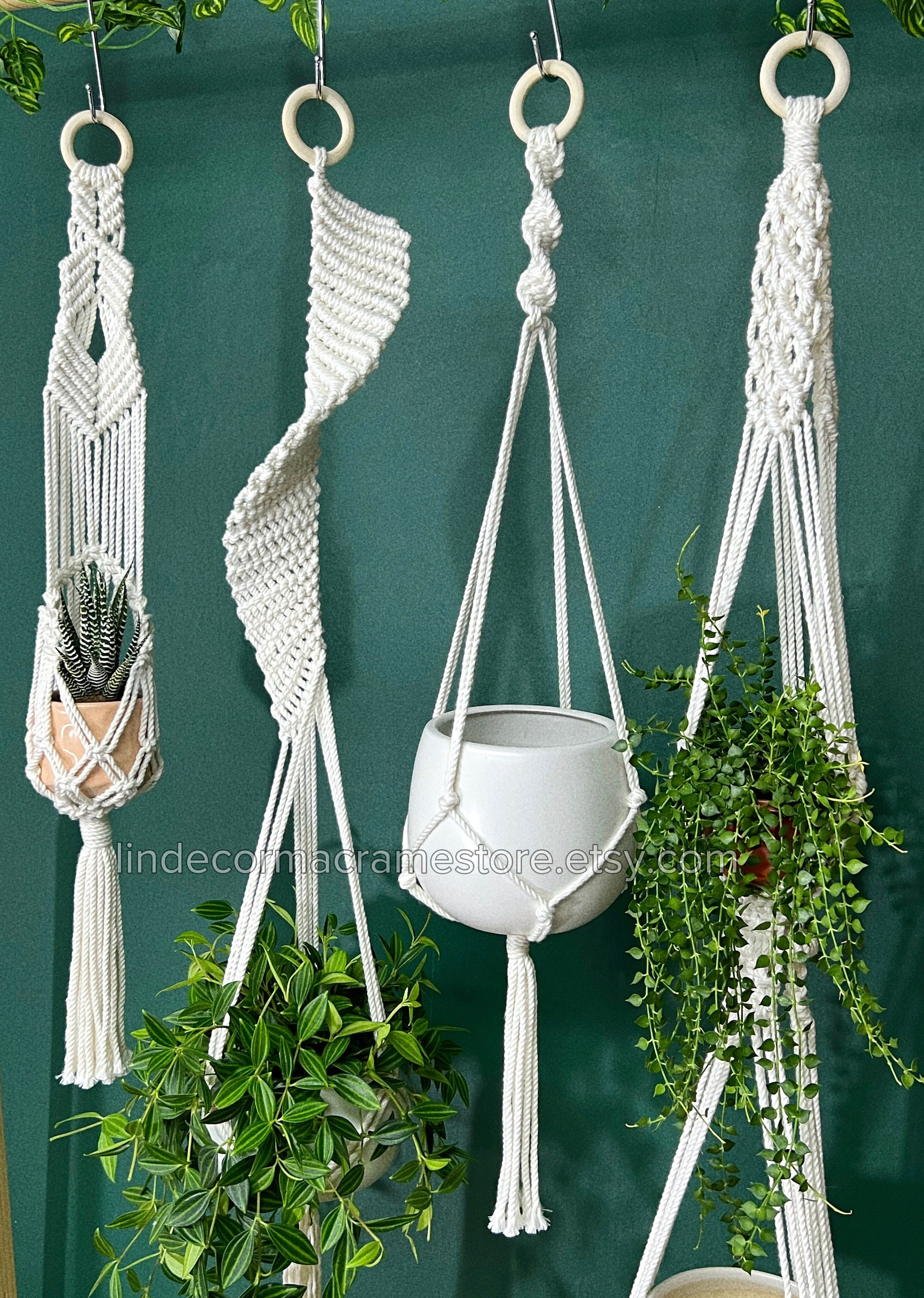 Macrame Plant Hanger Set: Boho Style, Indoor Garden Decor - Etsy