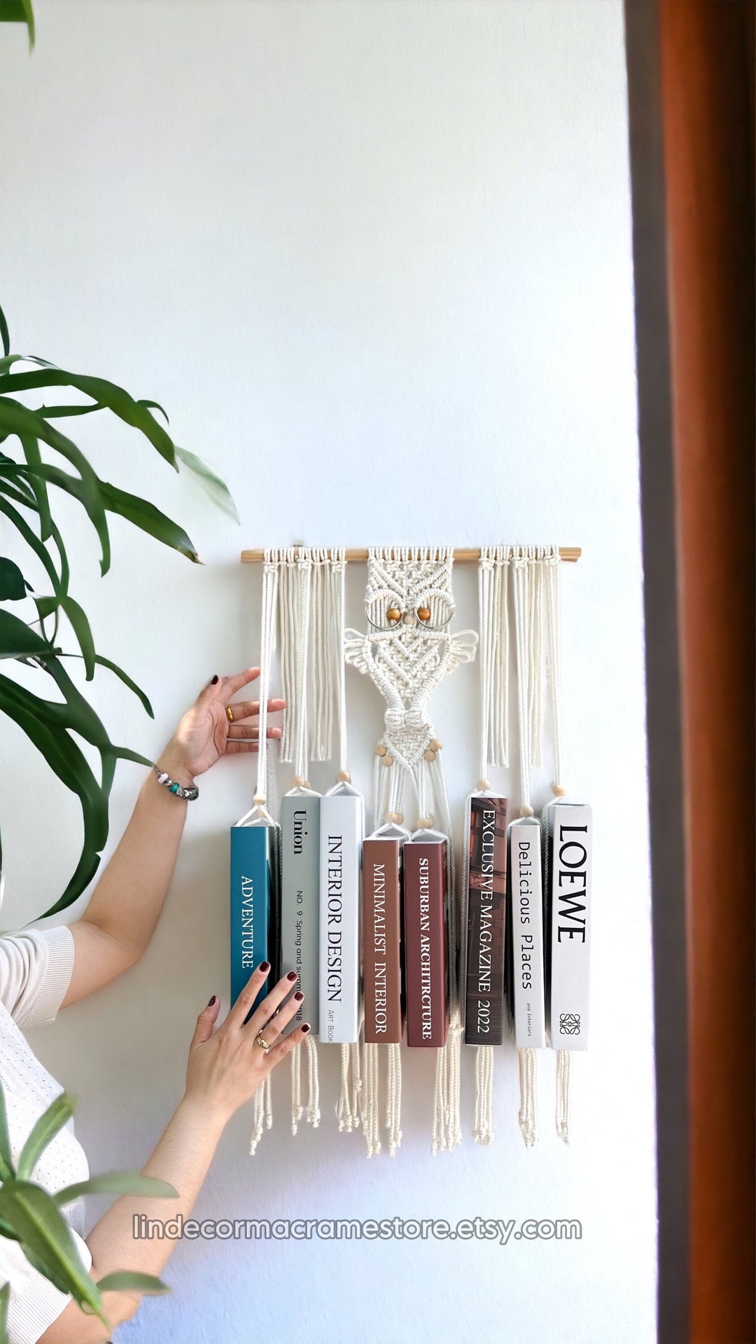 Macrame Owl Book Holder, Macrame Hanging Bookshelf, Book Storage ...