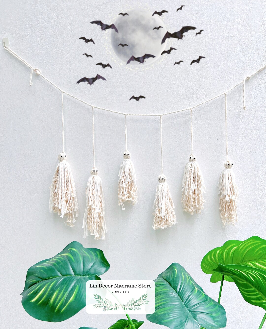 Macrame Ghost Halloween Garland Handmade Halloween Ghost - Etsy