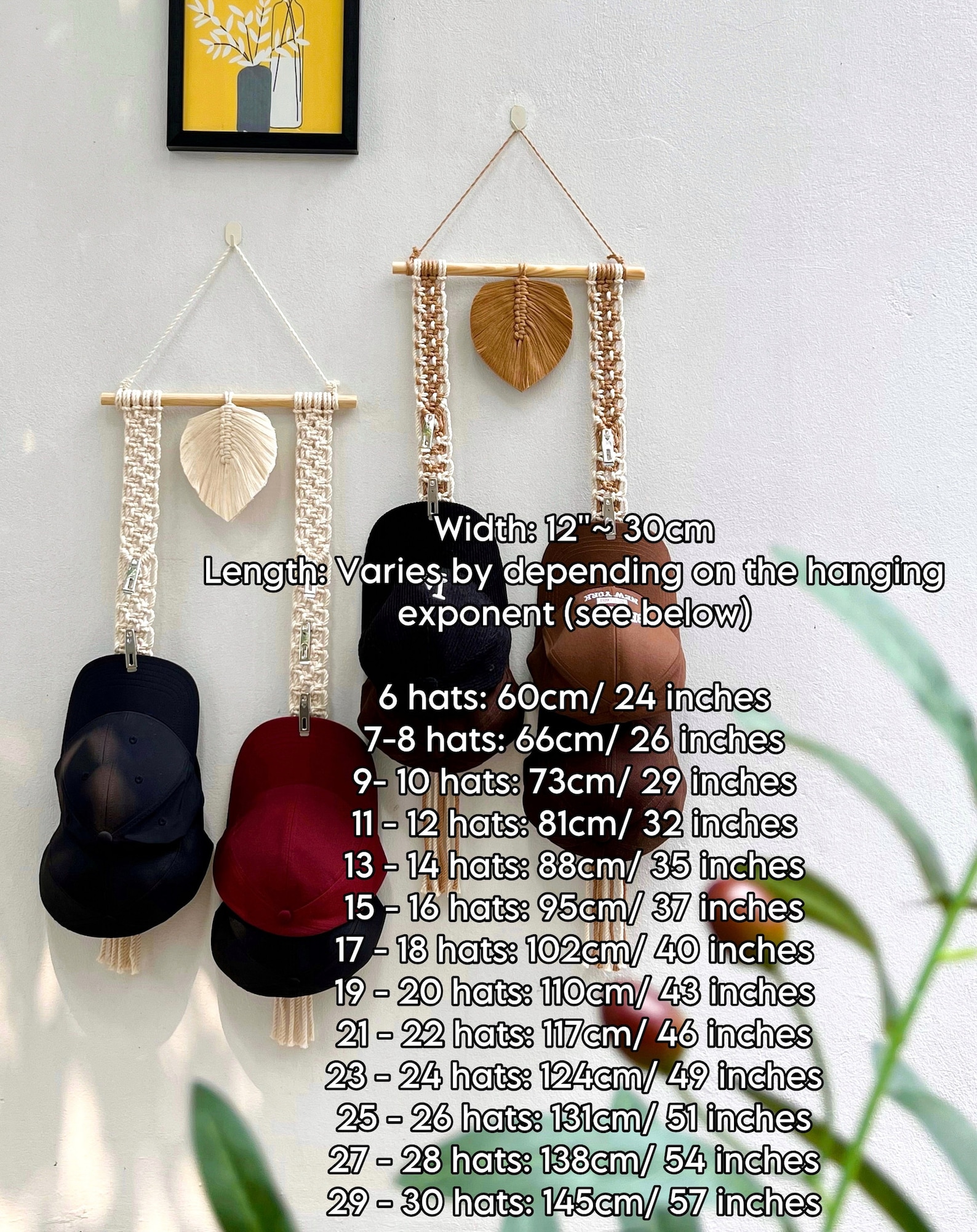 Macrame Baseball Cap Hat Rack Wall Mounted Cap Display Rack - Etsy