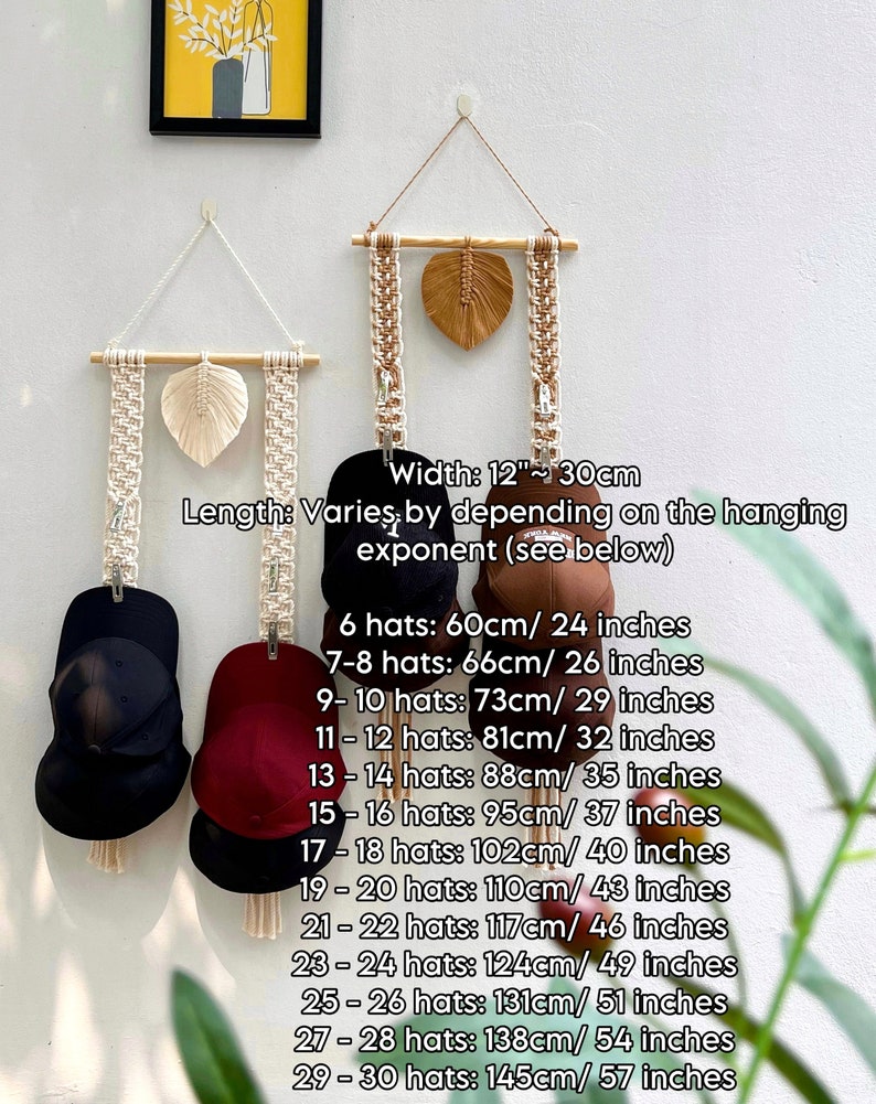 Macrame Baseball Cap Hat Rack Wall Mounted Cap Display Rack - Etsy