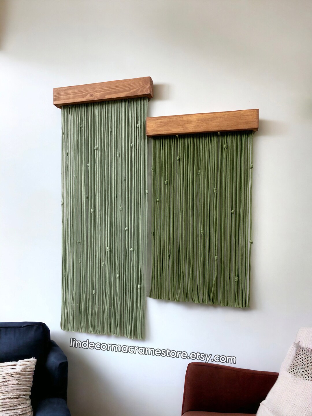 Macrame Yarn Wall Hanging, Bedroom Wall Art, Boho Home Decor, Modern ...