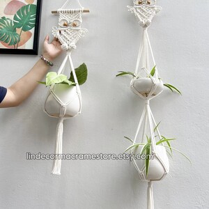 2 Tier Macrame Owl Plant Hanger, Double and Triple Plant Holder ...