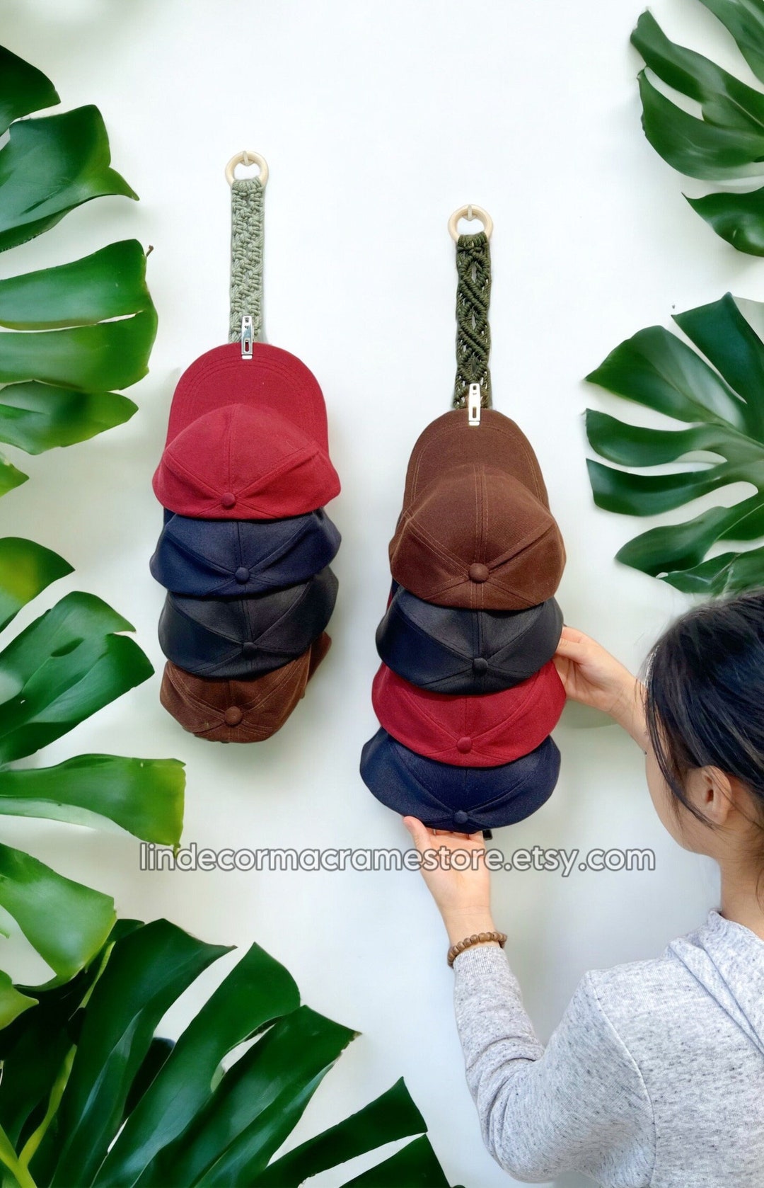 Macrame Hat Rack: Boho Baseball Cap Organizer, Wall Decor - Etsy