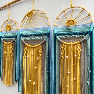 Dreamcatcher Macrame Sunrise Sunset Wall Decor, Modern Sun on the Sea ...