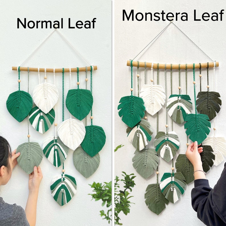 Monstera Macrame Leaves Handmade Wall Decor Green Monstera - Etsy