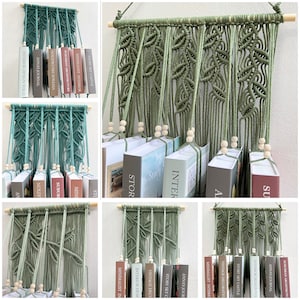 Macrame Hanging Bookshelf, Leaf Hanging Book Holder, Book Storage ...