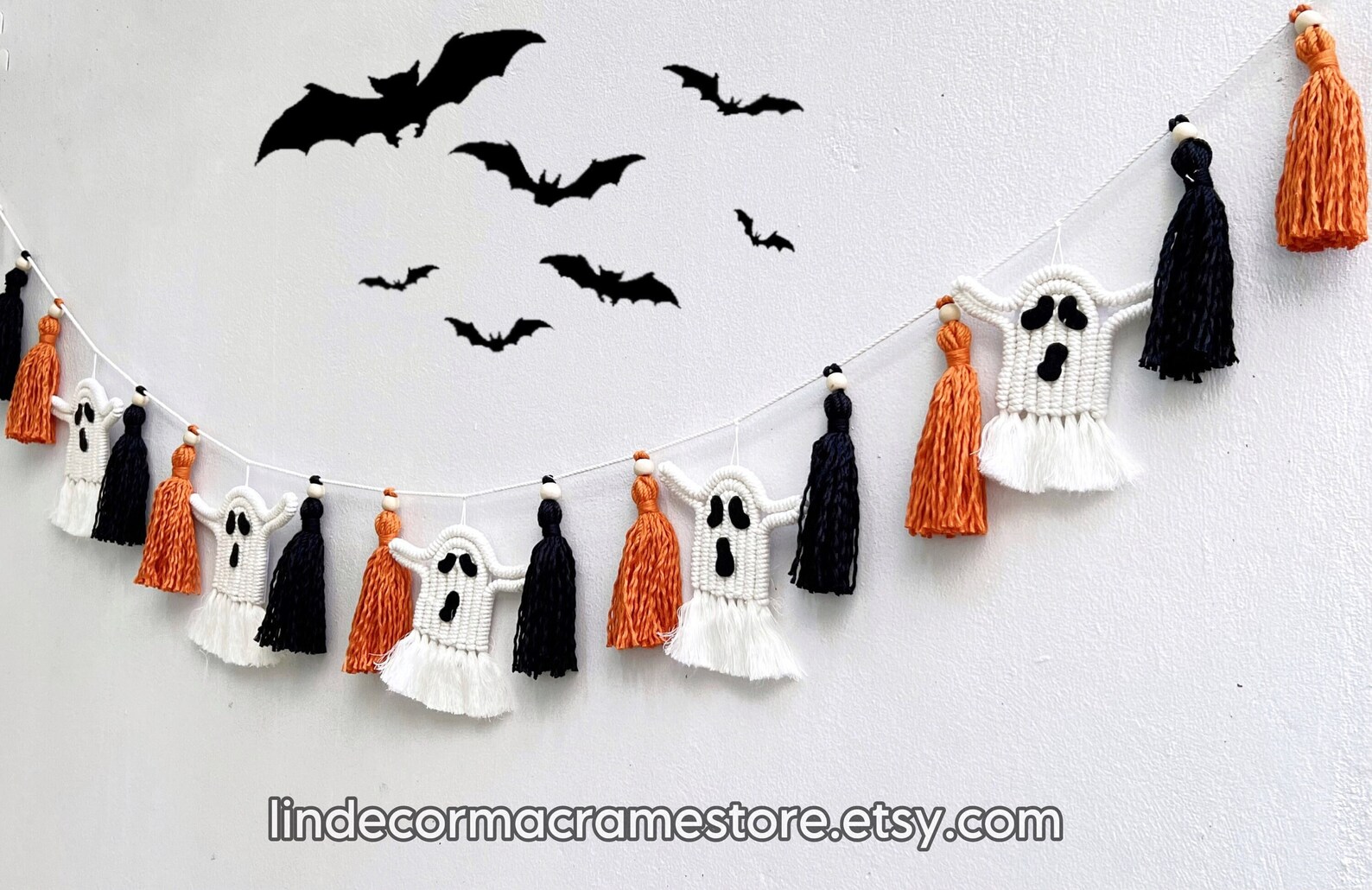 Macrame Ghost Halloween Decor, Halloween Ghost Garland, Garland for ...