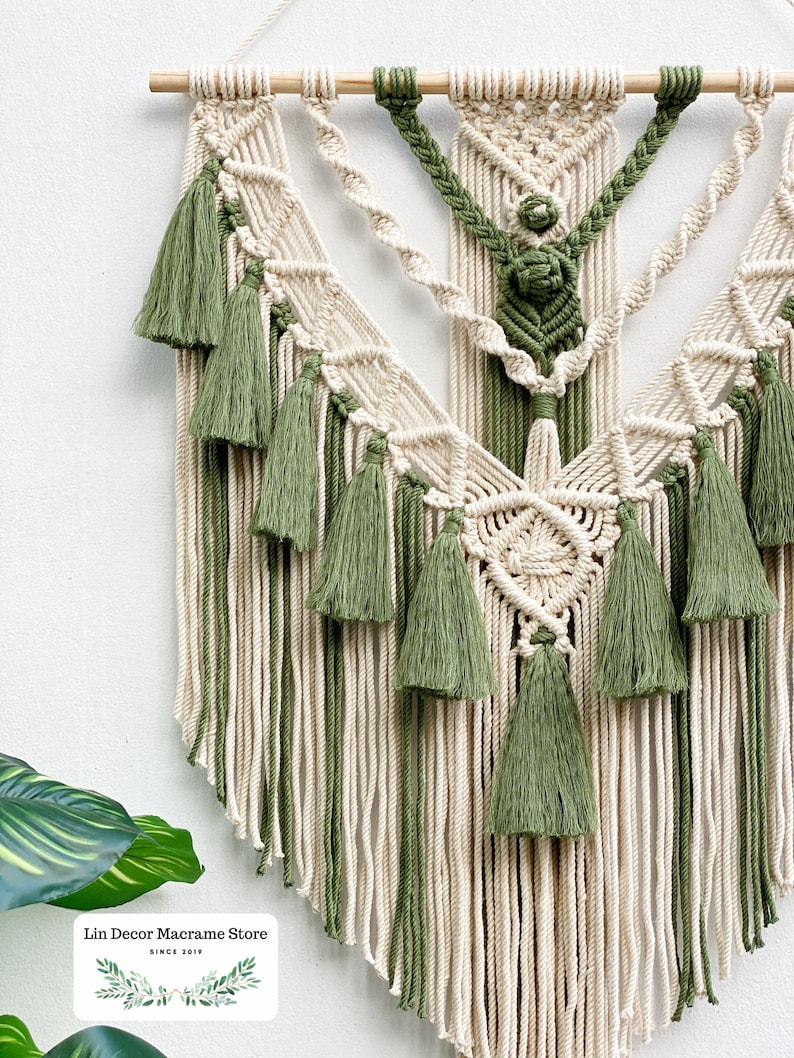 Large Green Macrame Wall Hanging Green Boho Home Decor New - Etsy