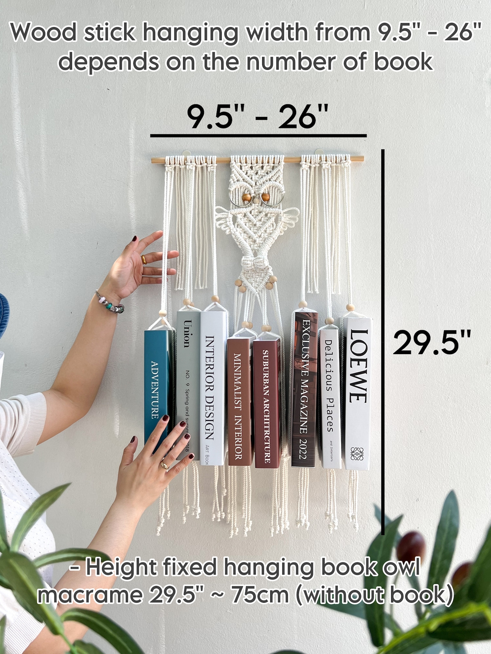 Owl Hanging Bookshelf, Macrame Book Holder, Owl Handmade Book Storage ...
