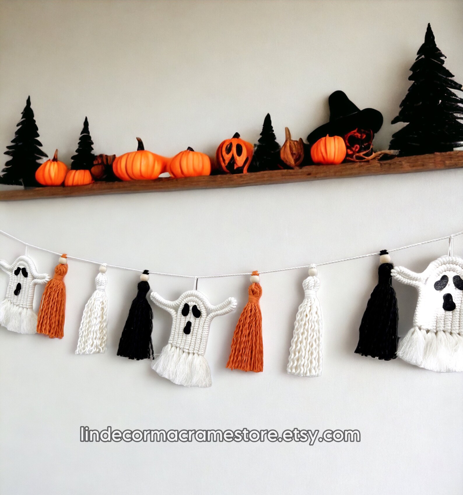 Macrame Ghost Halloween Decor, Halloween Ghost Garland, Garland for ...