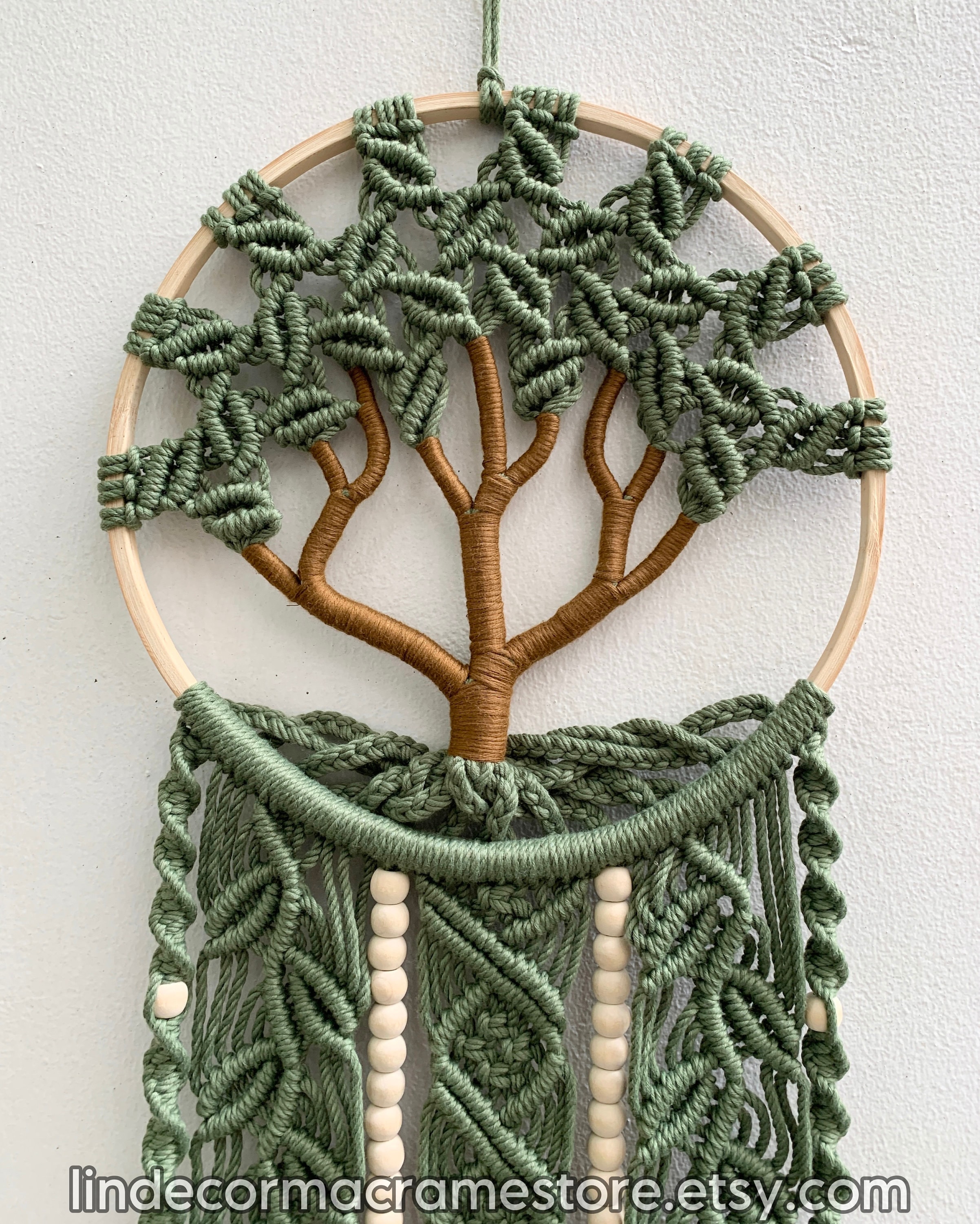 Large Macrame Tree of Life: Boho Green Leaves Wall Hanging - Etsy