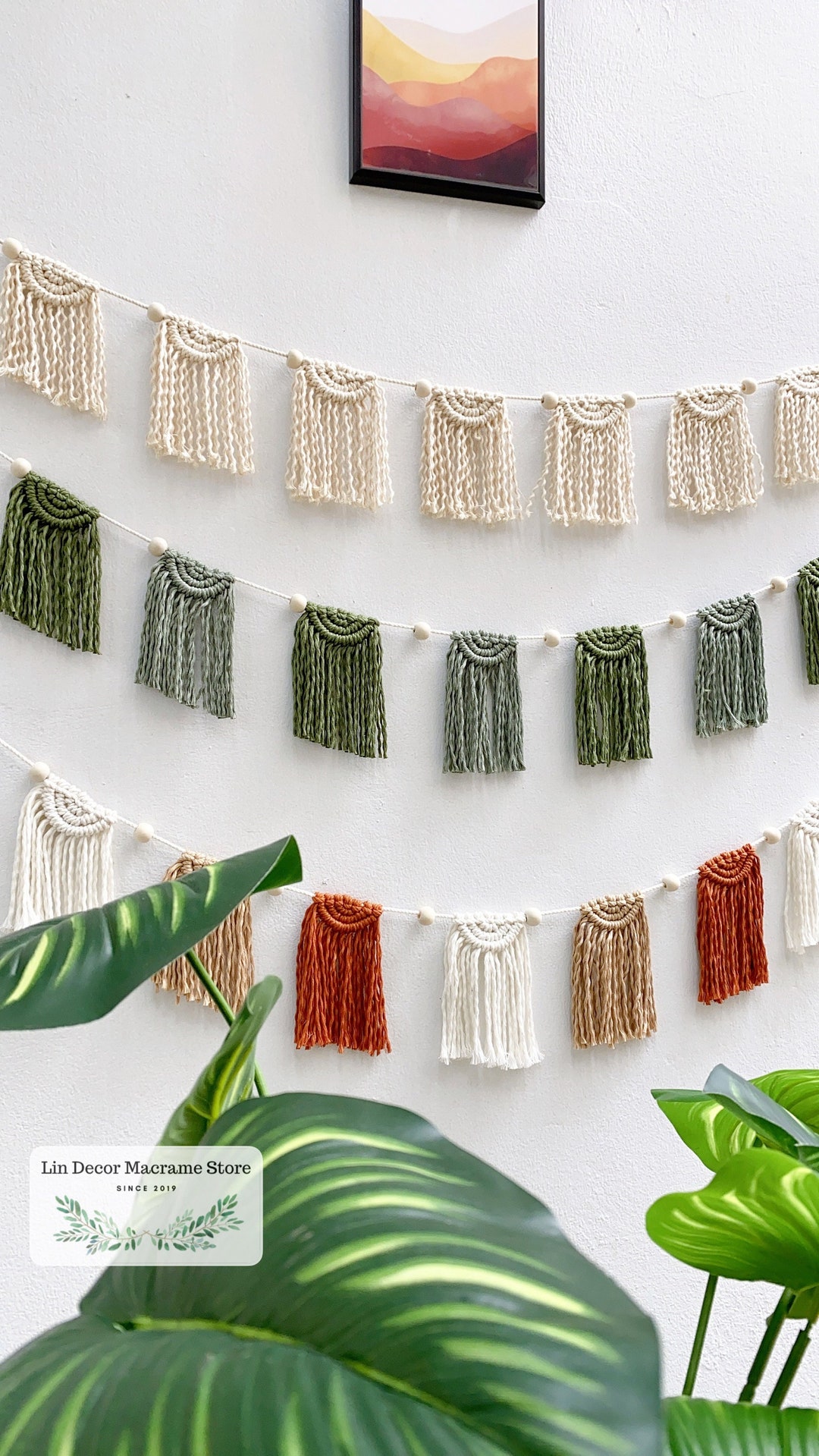 Boho Macrame Garland, Colorful Macrame Banner Decor, Macrame Bunting ...
