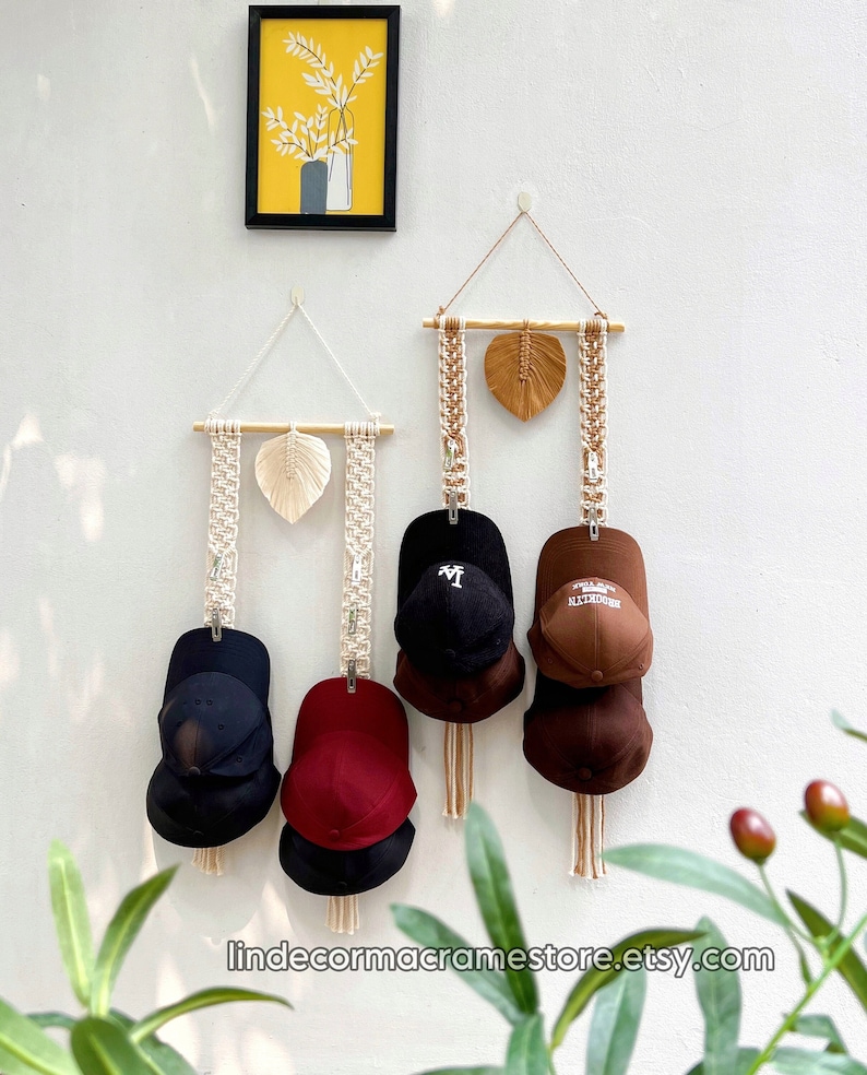 Macrame Baseball Cap Hat Rack Wall Mounted Cap Display Rack - Etsy