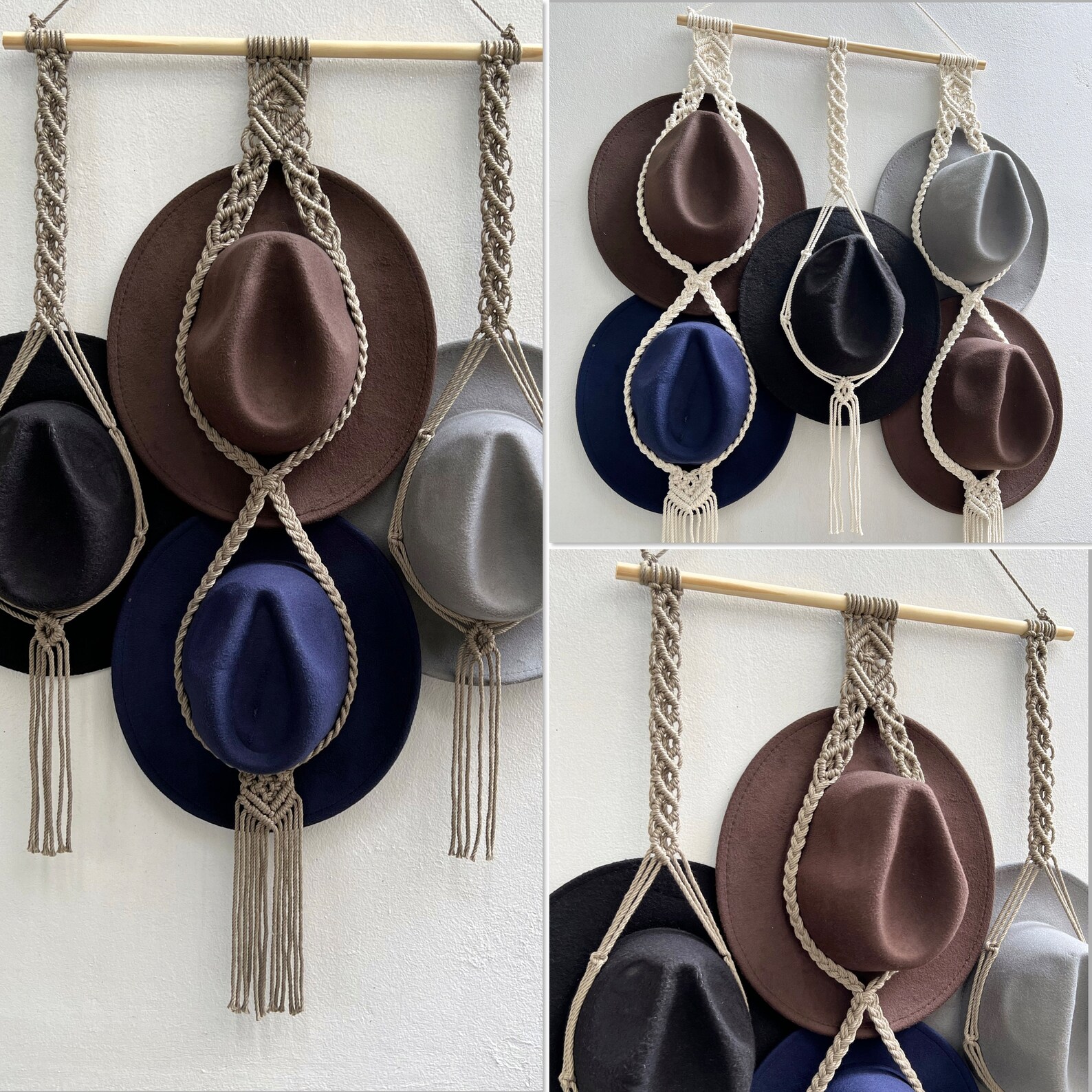 Boho Hat Rack, Macrame Hat Holder, Hat Organizer, Farmhouse Hat Hanger ...